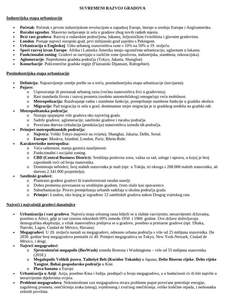 SUVREMENI RAZVOJ GRADOVA | PDF