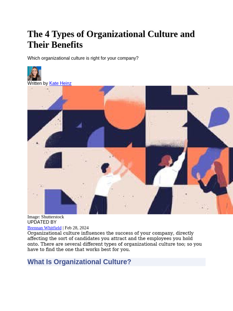 4 Types of Organizational Culture Explained | PDF | Organizational ...