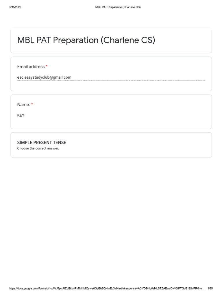 MBL PAT Preparation (Charlene CS) - Key | PDF