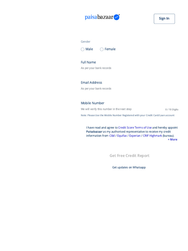 Paisabazaar.com _ Free Credit Score and Report _ Free Monthly Credit Check | PDF