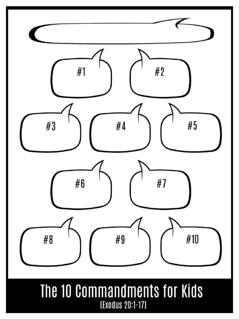 10 Commandments For Kids No Words BW | PDF