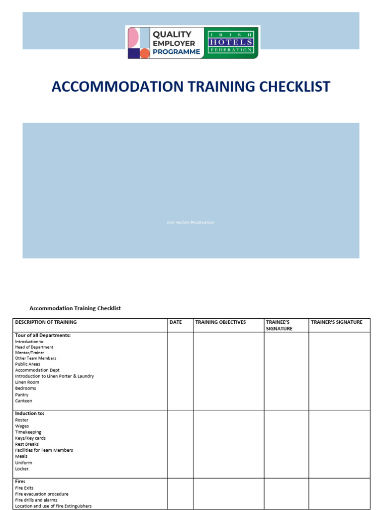 Hotel Housekeeping Training Checklist | PDF | Housekeeping | Sustainability