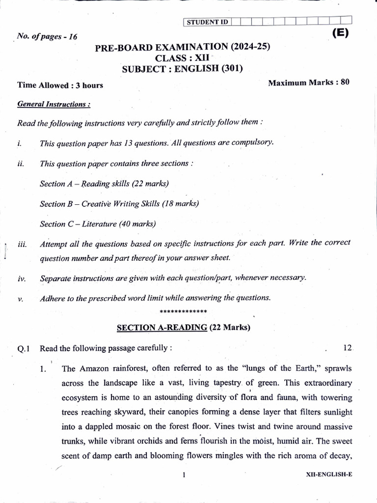 Pre-boards Xii English | PDF | Rainforest | Agriculture