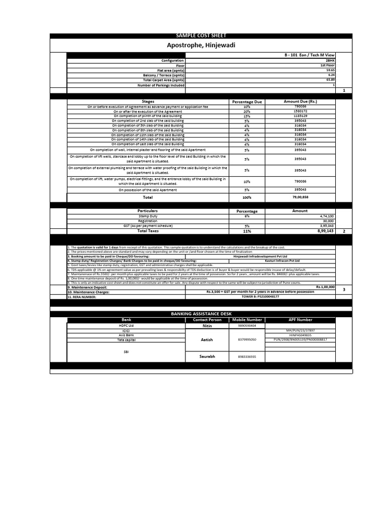 Apostrophe B Tower - 2 BHK | PDF | Taxes | Banks
