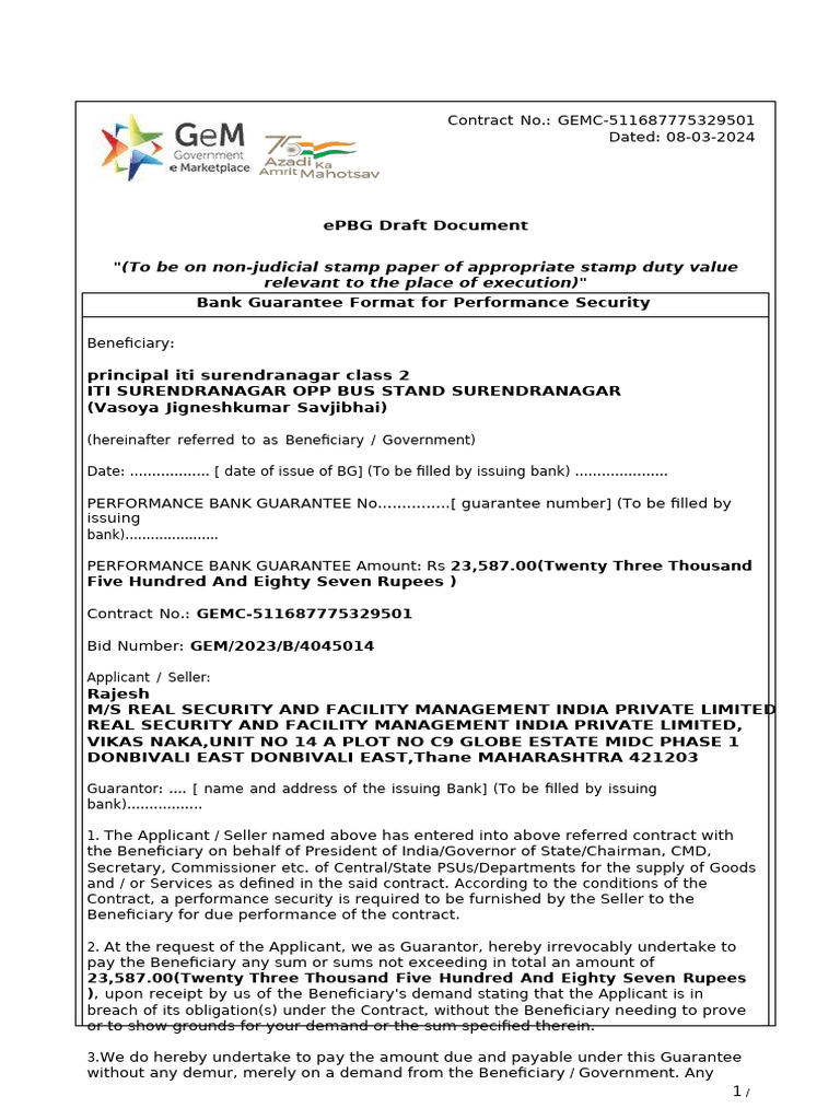 GEMC-511687775329501 Bid Epbg | PDF | Guarantee | Private Law