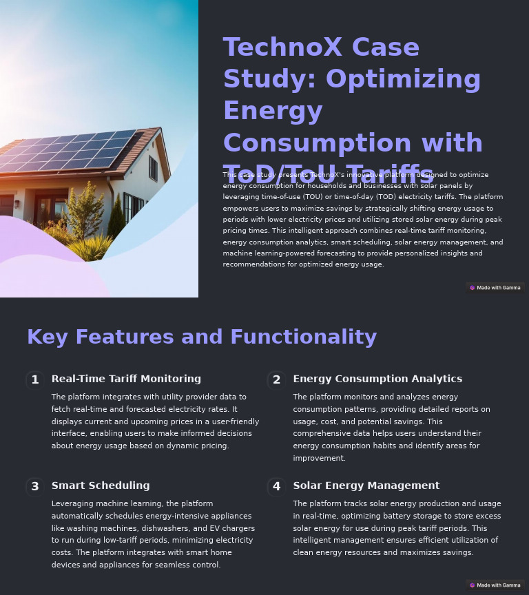 TechnoX Case Study Optimizing Energy Consumption With ToDToU Tariffs | PDF
