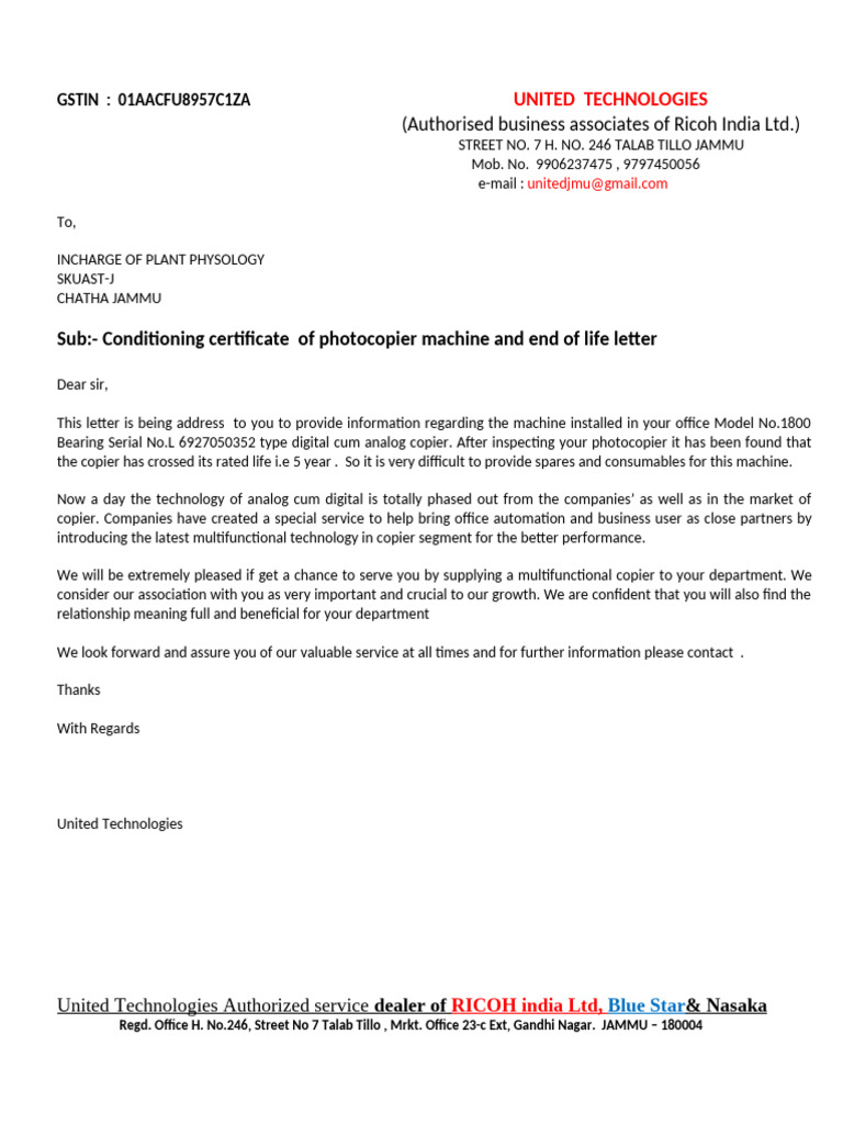 End of Life Letter | PDF