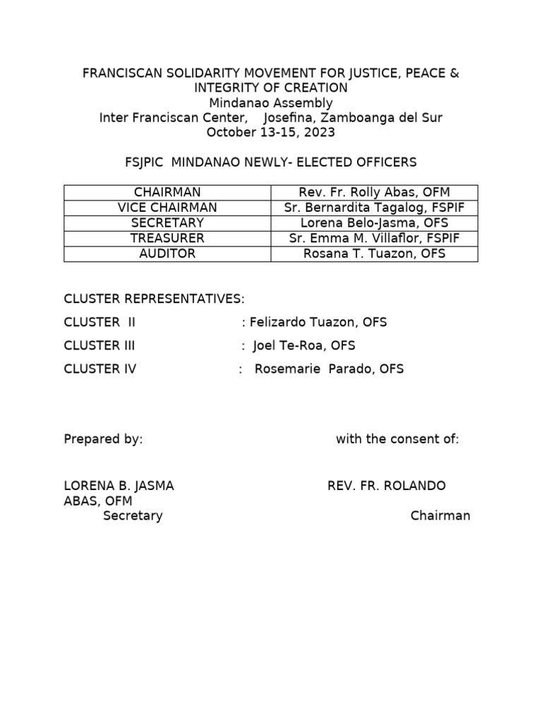 Franciscan Jpic Officers Final | PDF