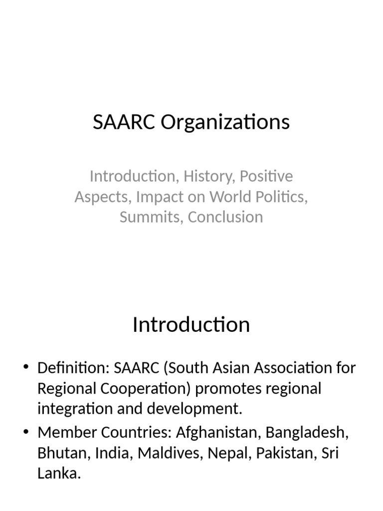 SAARC Organizations Presentation | PDF