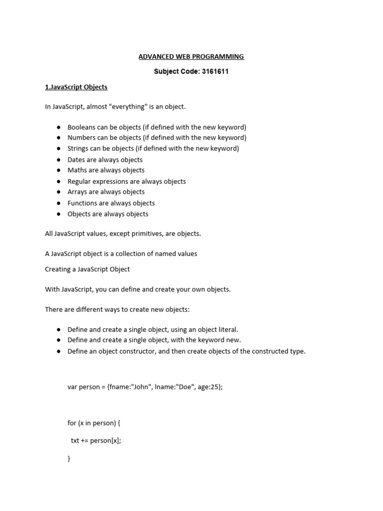 AWP HandBook ADVANCED WEB PROGRAMMING 3161611 | PDF | Document Object ...