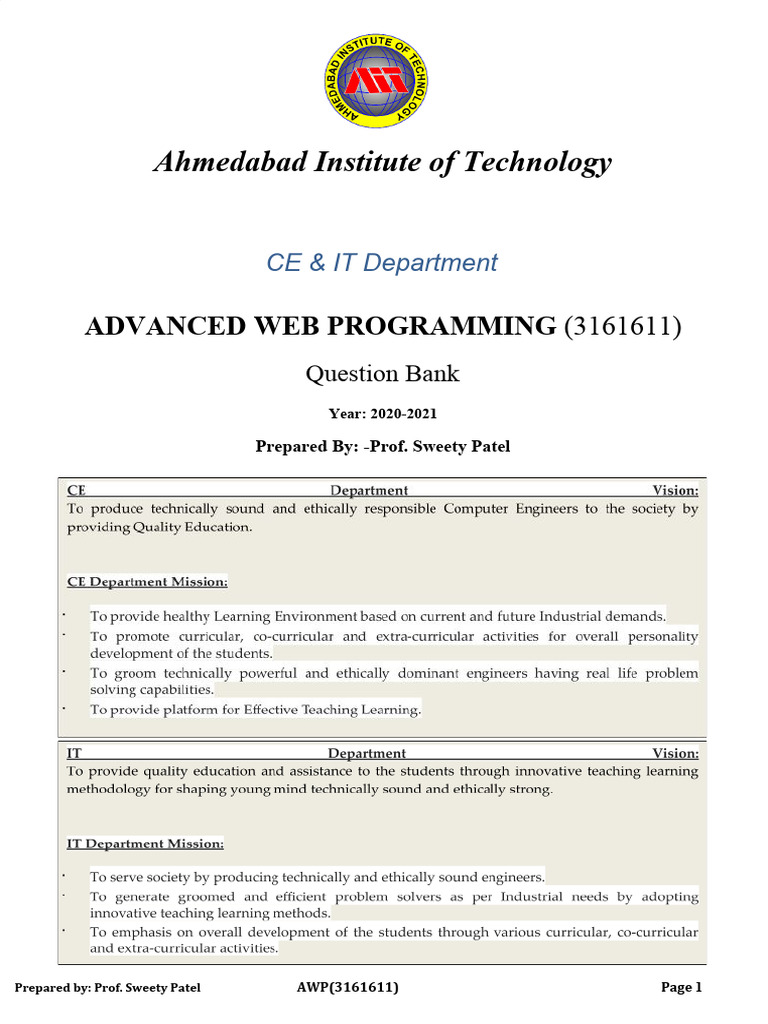 6. AWP Question Bank | PDF | Angular Js | Web Development