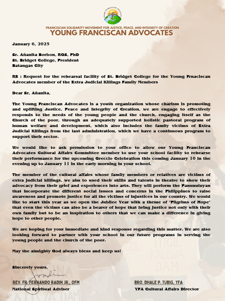 Letter For St. Bridget College | PDF