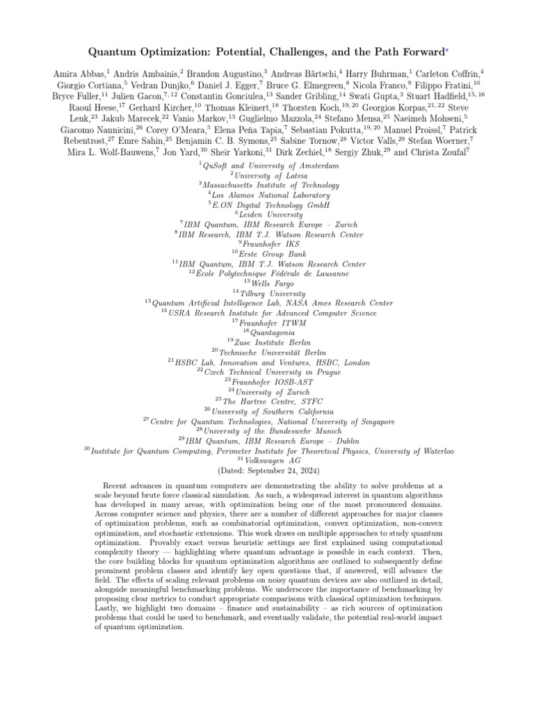 Quantum Optimization Potential, Challenges, and The Path Forward | PDF ...