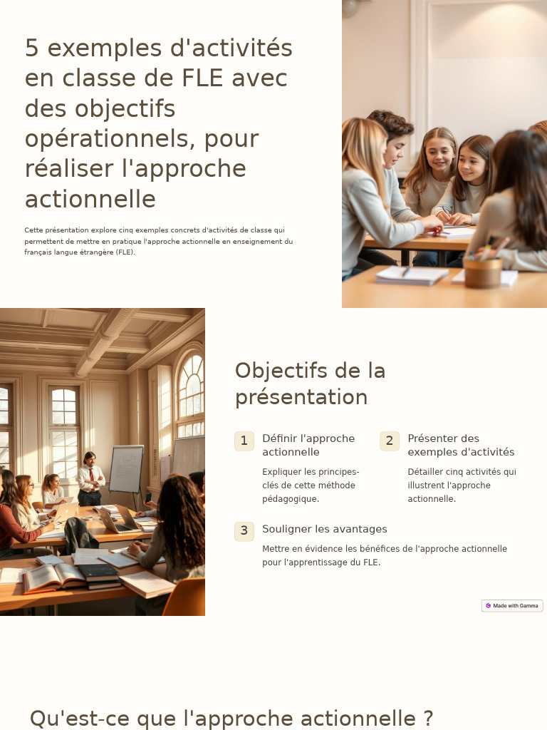 Activités FLE : Approche Actionnelle | PDF | Apprentissage | Pédagogie