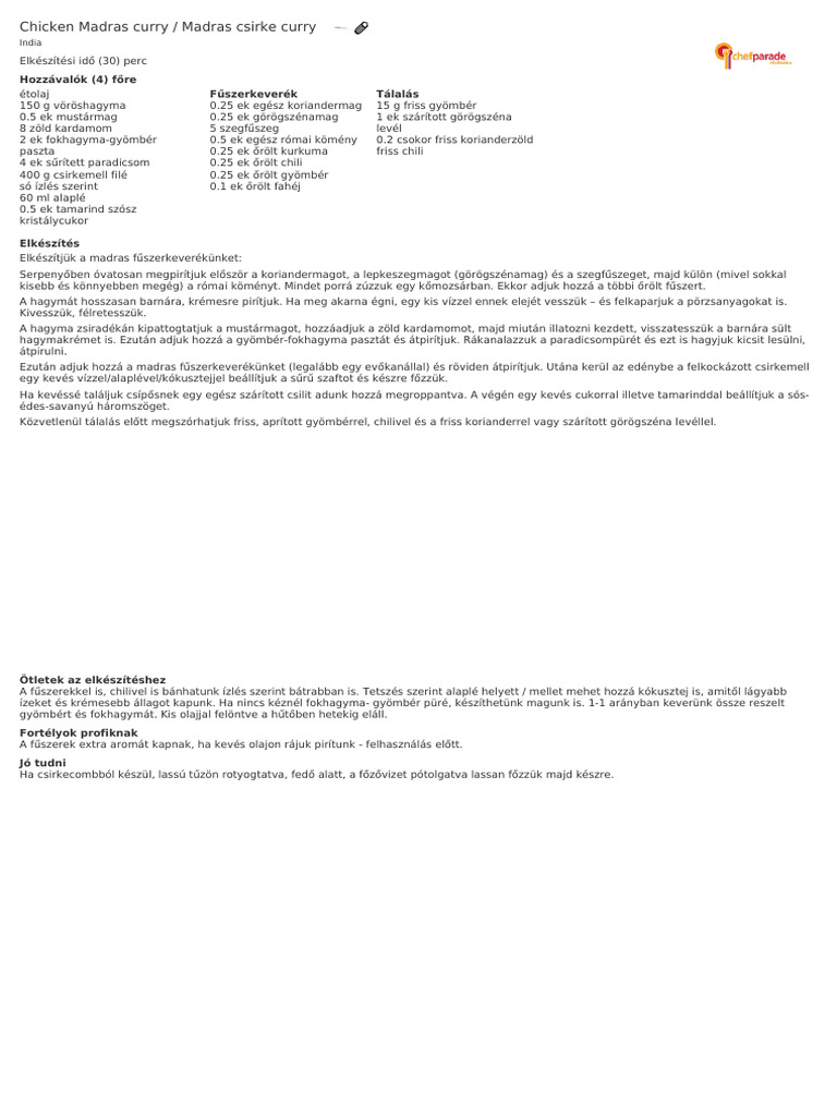 Madras Csirke Curry | PDF