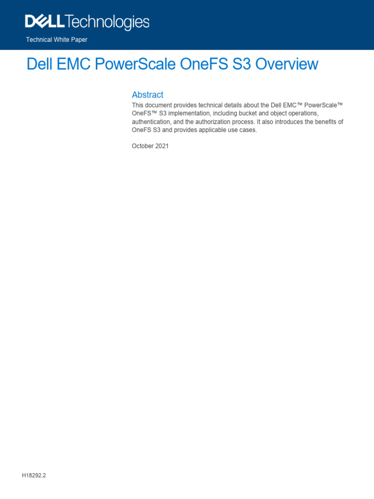 Powerscale Onefs s3 Overview | PDF | Computer File | Data Management