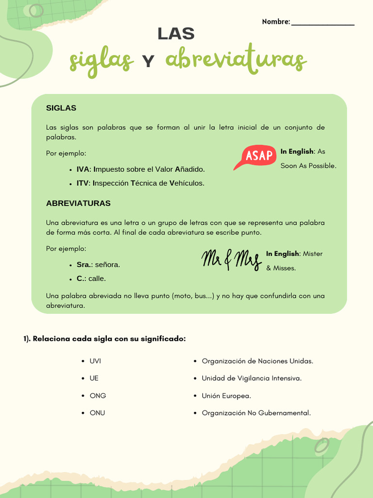 Siglas y Abreviaturas | PDF | Vocabulario | Gramática