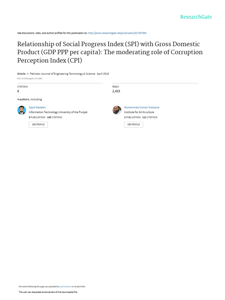 Relationship of Social Progress Index SPI With Gro | PDF | Gross ...