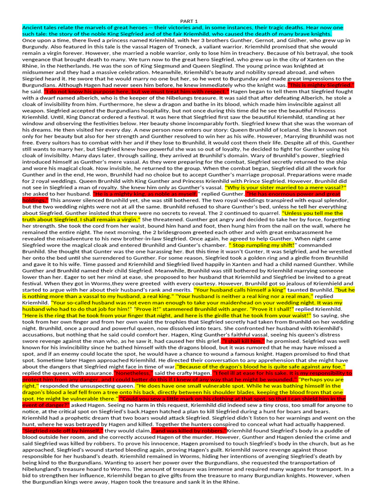 Part 1 - The Nibelungenlied | PDF | Norse Mythology | Germanic Heroic ...