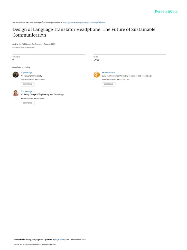 Design of Language Translator Headphone The Future of Sustainable | PDF ...