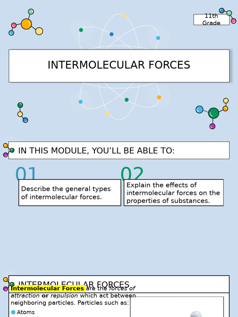 Week 3 Intermolecular Forces of Attraction | PDF | Intermolecular Force ...