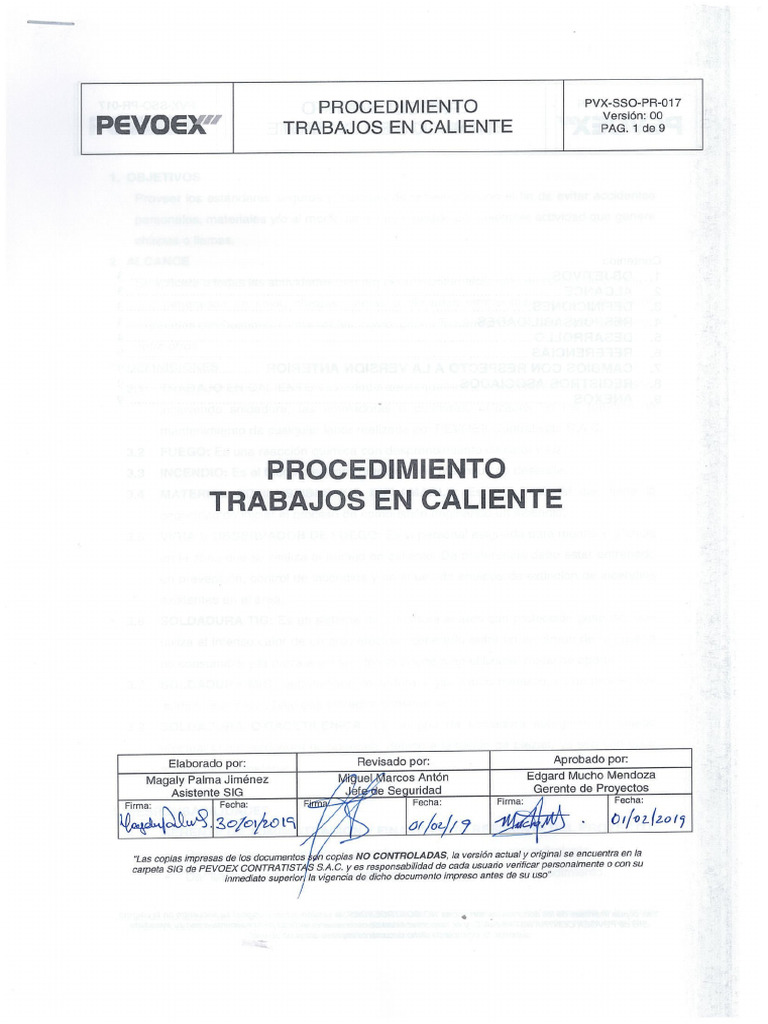 PVX-SSO-PR-017 (PR Trabajos en Caliente) v00 | PDF | Soldadura | Construcción