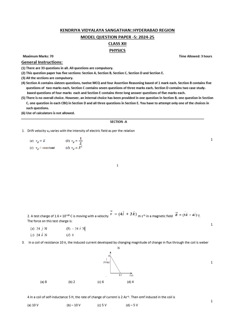 Physics 10 Model Question Papers | PDF | Waves | Electron