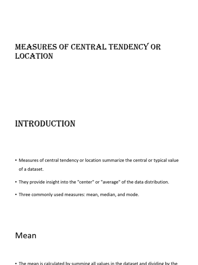 Measures of Central Tendency and Variation | PDF | Mean | Variance