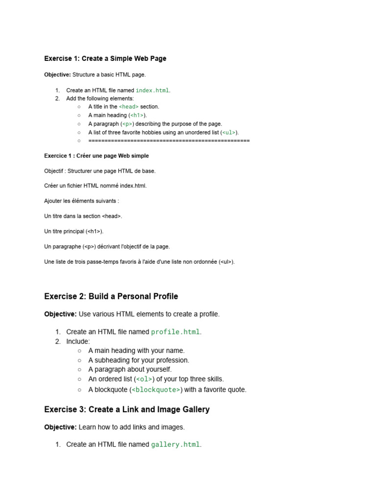 Exercise 1_ Create a Simple Web Page | PDF