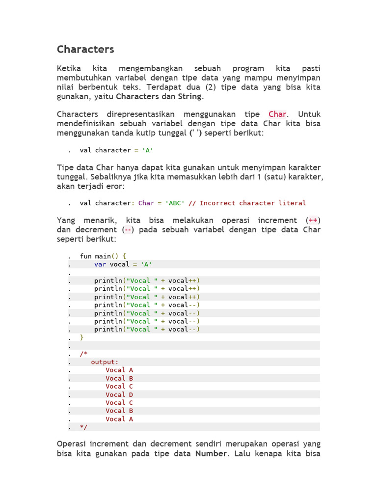Pemrograman Tipe Data Char | PDF