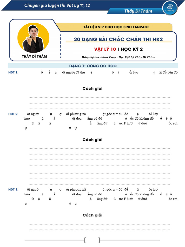 (Thầy Dĩ Thâm) - 20 Dạng Bài Chắc Chắn Thi HK2 | PDF