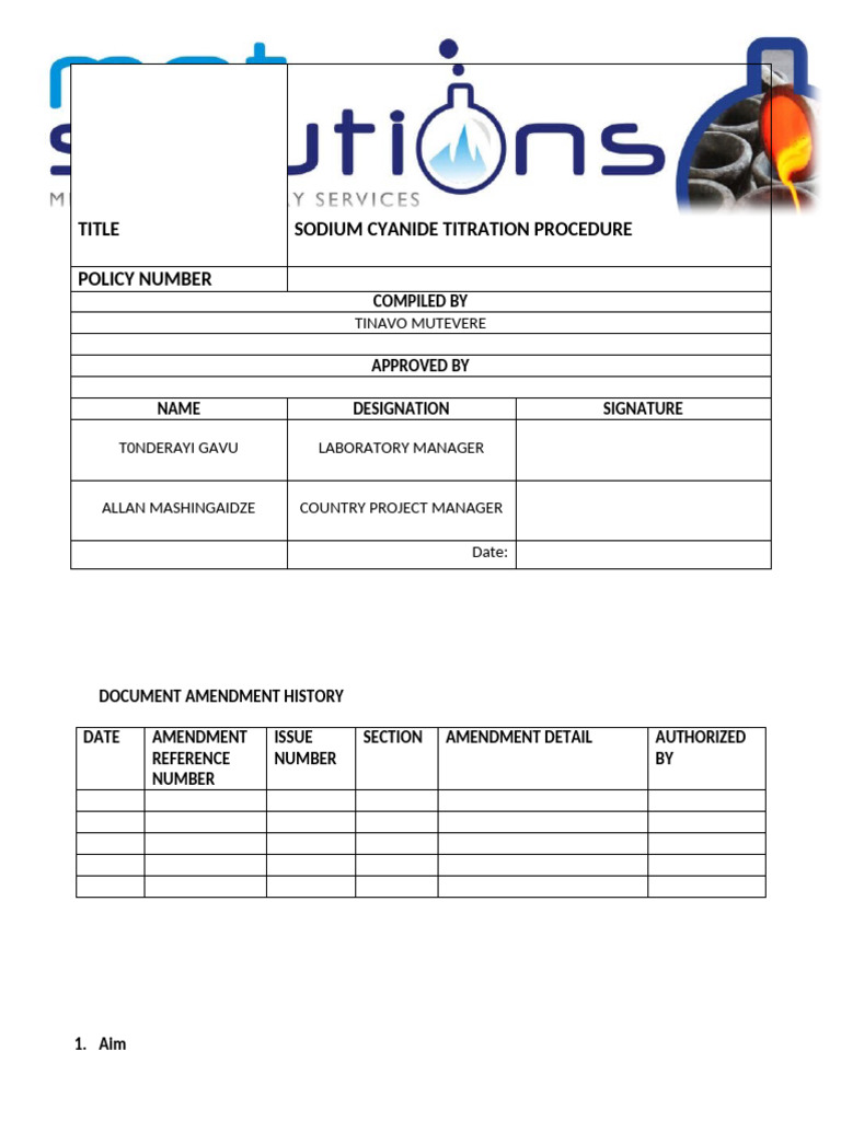 Sodium Cyanide Titration Procedure Guide Pdf