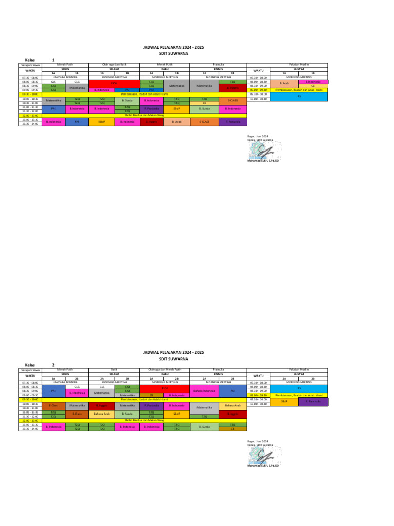 Jadwal Pelajaran Fix 2024 - 2025 SEM 2 | PDF