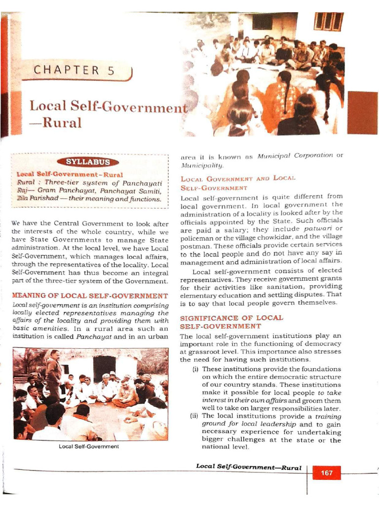 Chap 5 Civics - Local Self Government - Rural | PDF | Government Of ...