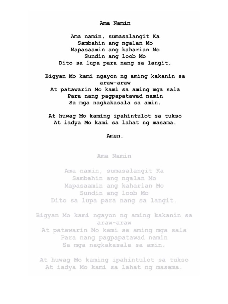 Ama Namin Kids | PDF