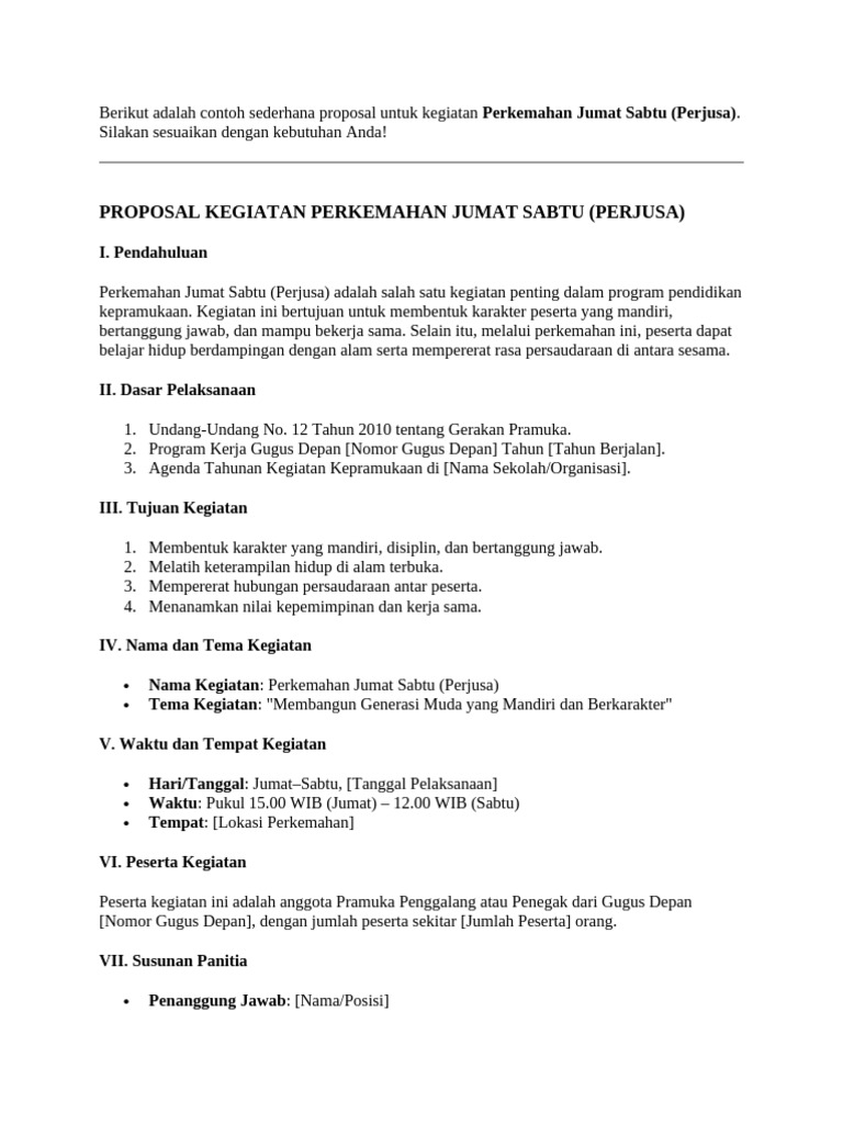 Contoh Proposal Perjusa | PDF