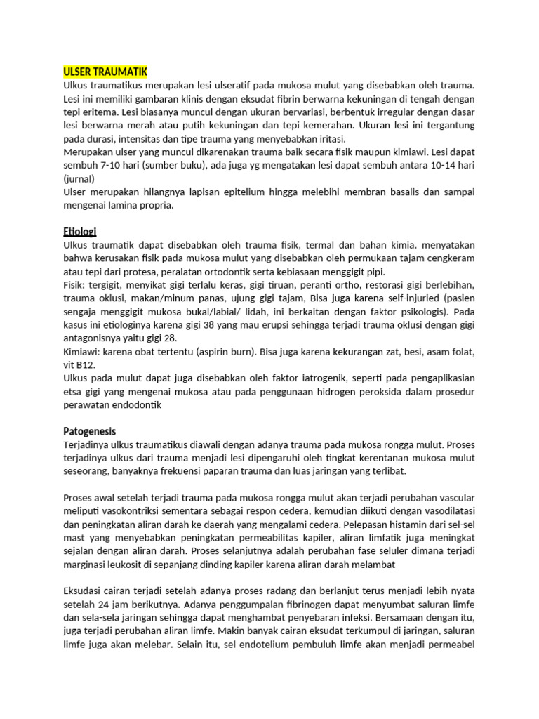 Catatan Diskusi Ulser Mucocele | PDF