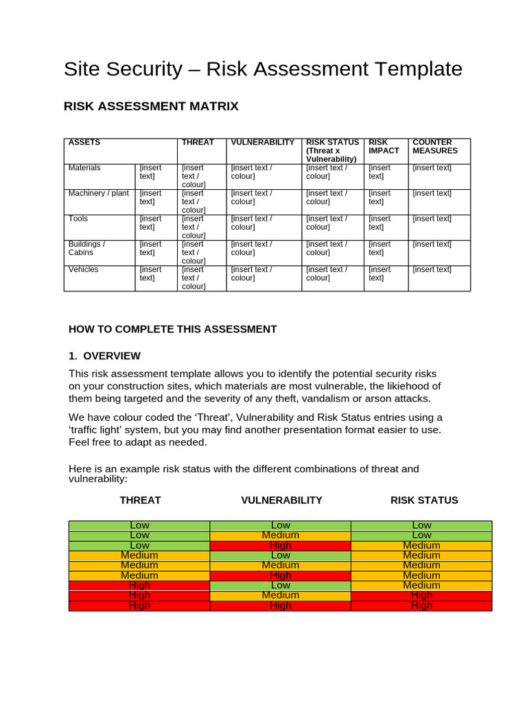 WCCTV Site Security Risk Assessment Template | PDF | Risk ...