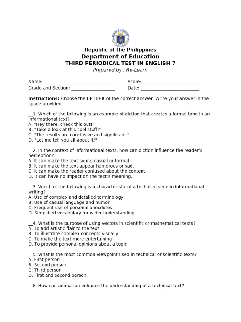 English 7 Periodical Test Guide | PDF | Propaganda | Bias
