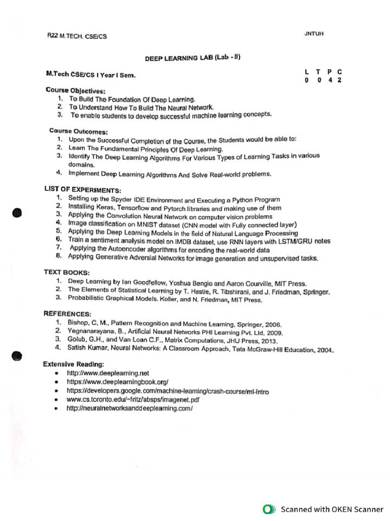 Deep Learning Lab Manual | PDF