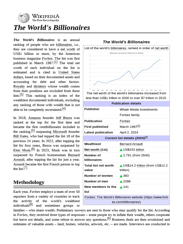 The World's Billionaires | PDF