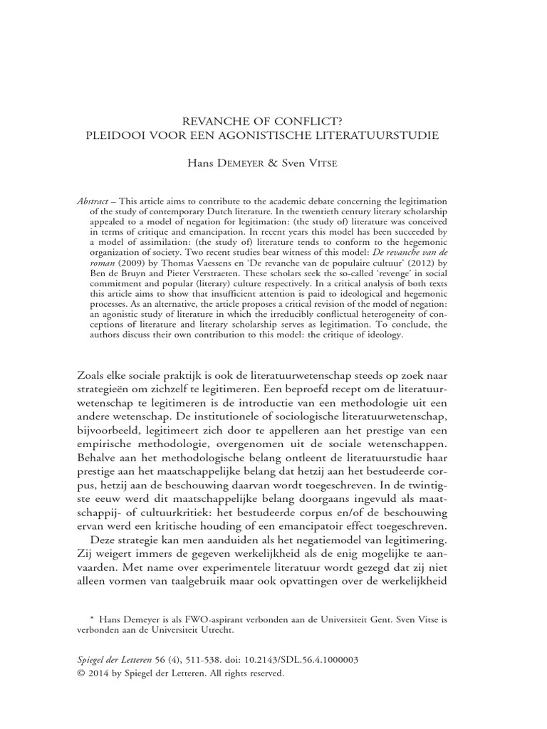 Revanche of Conflict Demeyer Vitse | PDF