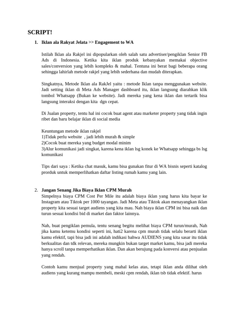 Script 5 Ide Konten Ads | PDF