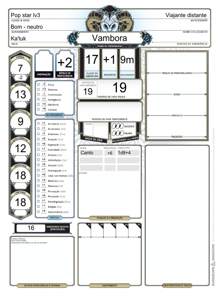 Ficha Icewind Dale Pt Br Editavel (2) (1) Copy | PDF