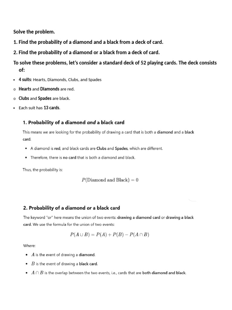 Card Probability Problems | PDF