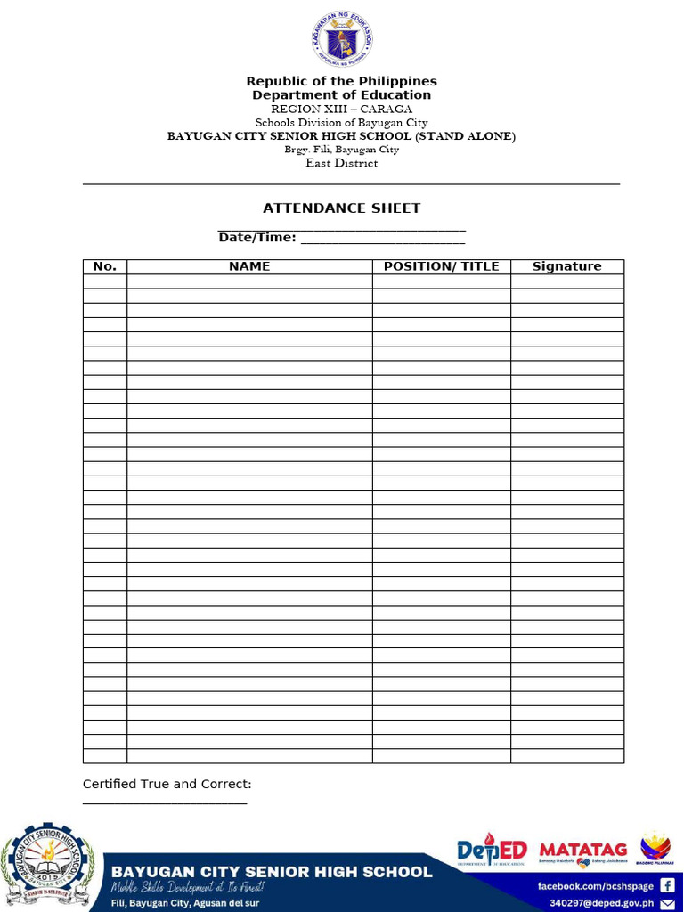 Bayugan City School Attendance | PDF