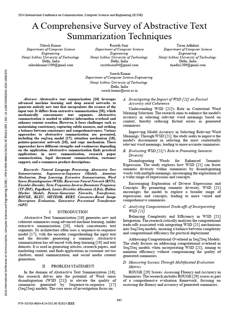 Abstractive Text Summarization Techniques | PDF | Computational Neuroscience | Artificial ...