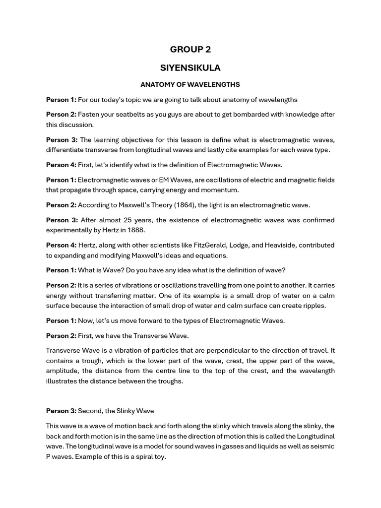 SIYENSIKULA SCRIPT | PDF | Electromagnetic Radiation | Waves