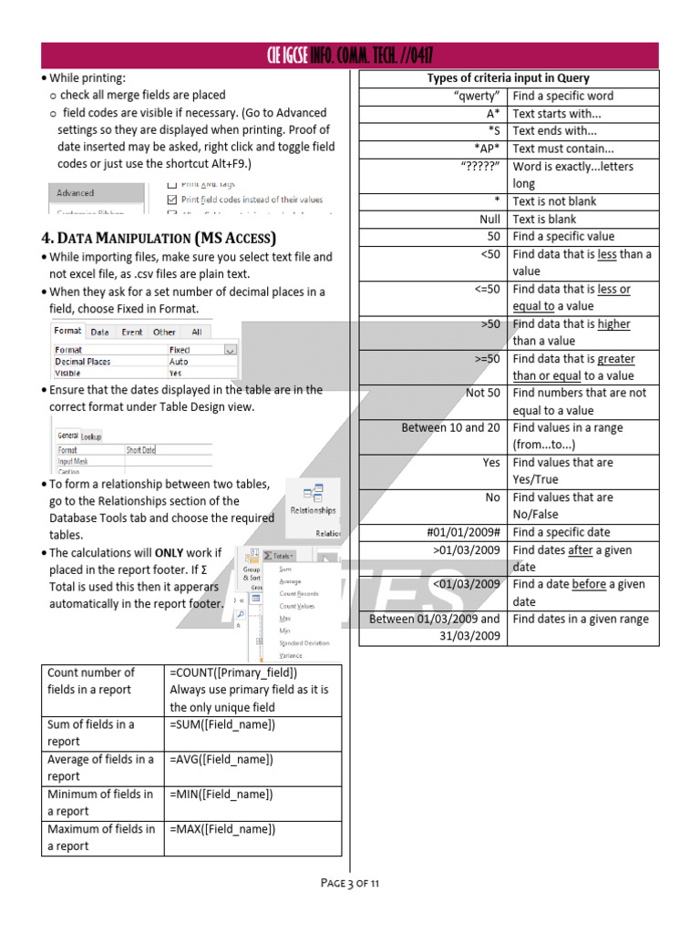 IGCSE ICT Practical Guide 0417 | PDF | Information Retrieval ...