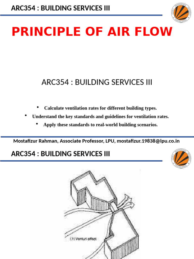 Lecture 4 Principle of Air Flow | PDF | Ventilation (Architecture) | Building